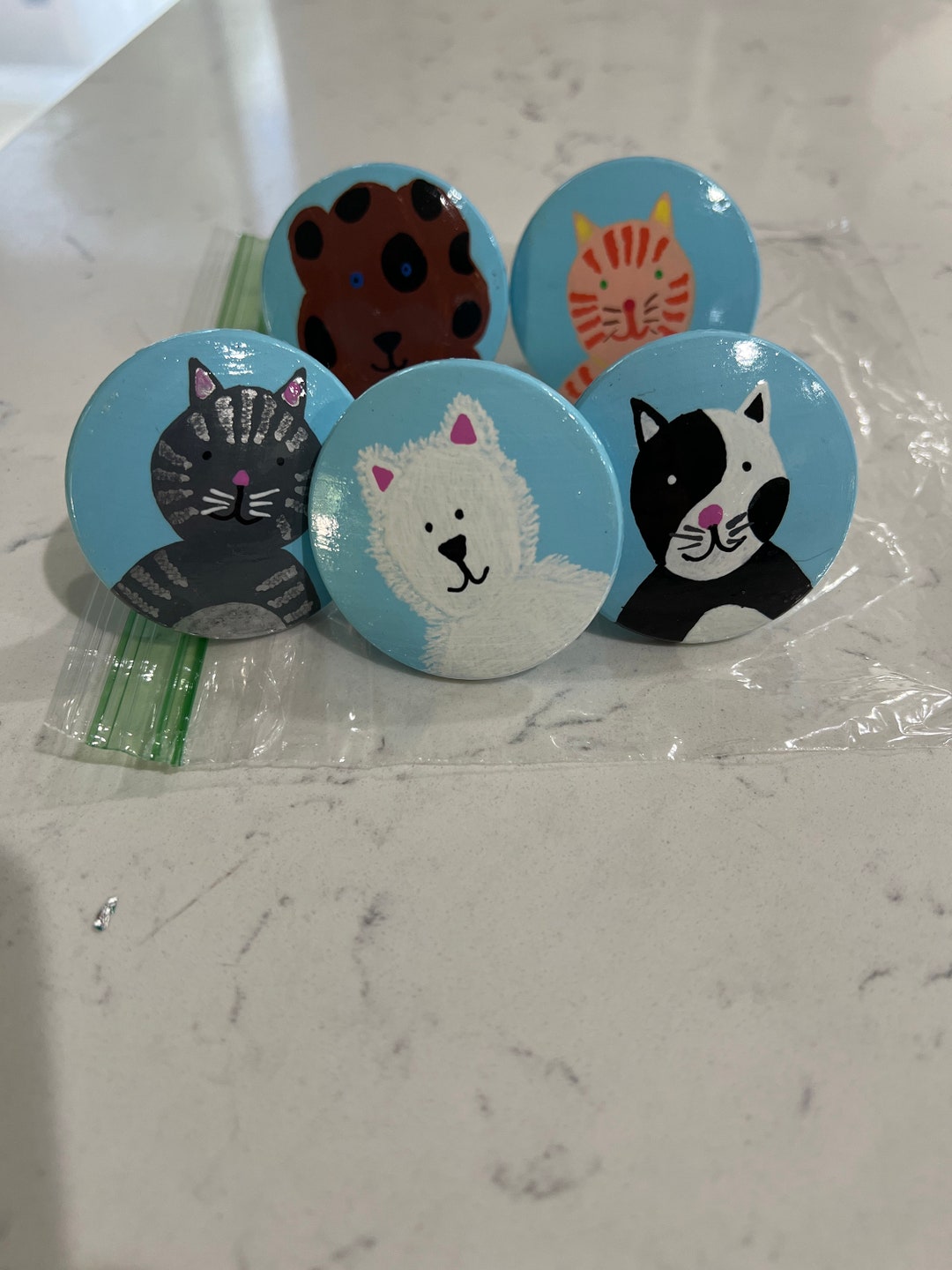 Hand Painted Cat and Dog Cabinet Knobs - Etsy