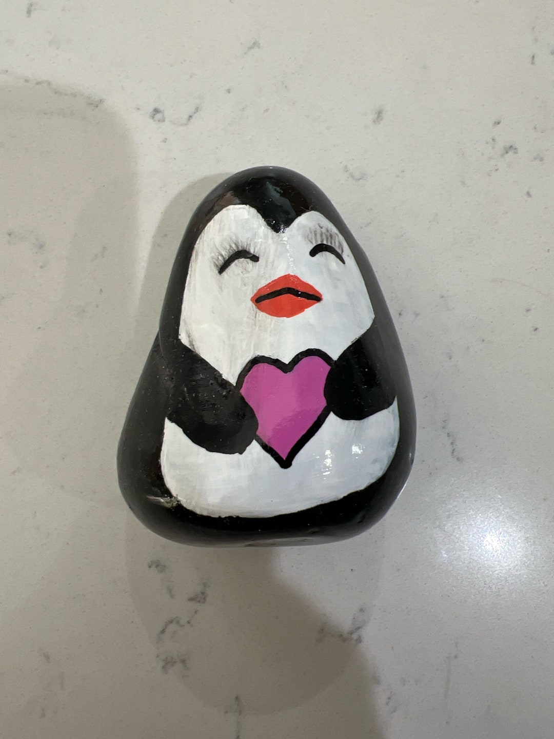Hand Painted Rock Happy Penguin - Etsy
