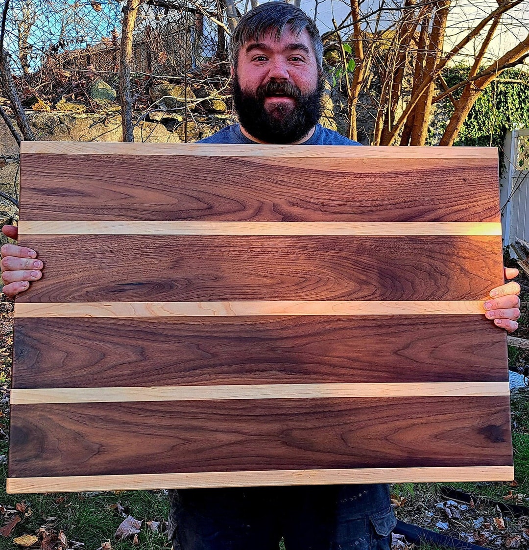 Walnut & Maple Dough Board/ Hardwood Cutting Board With Lip/kneading ...