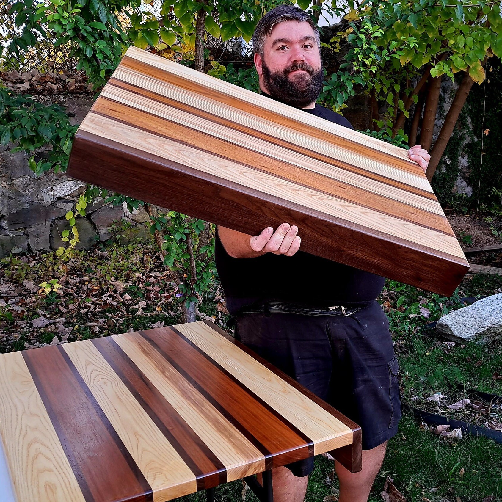 Ash,jatoba & Walnut Dough Board/ Hardwood Cutting Board With Lip ...