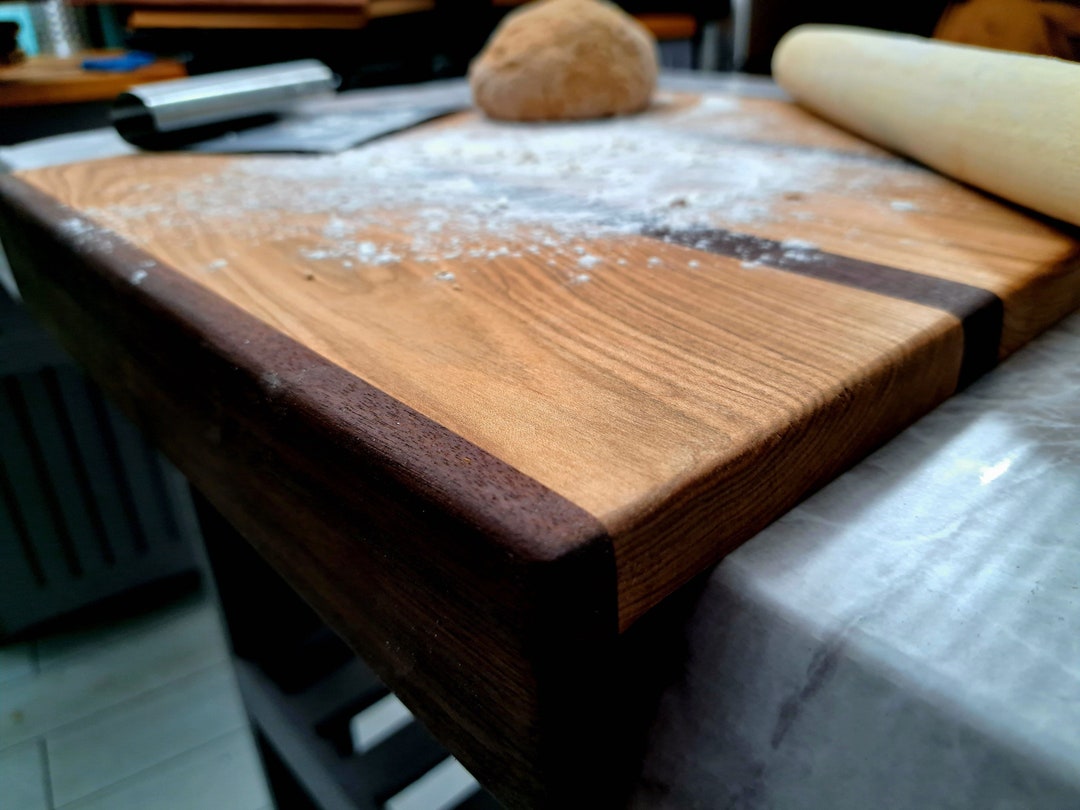 Maple & Walnut Dough Board/ Hardwood Cutting Board With Lip ...