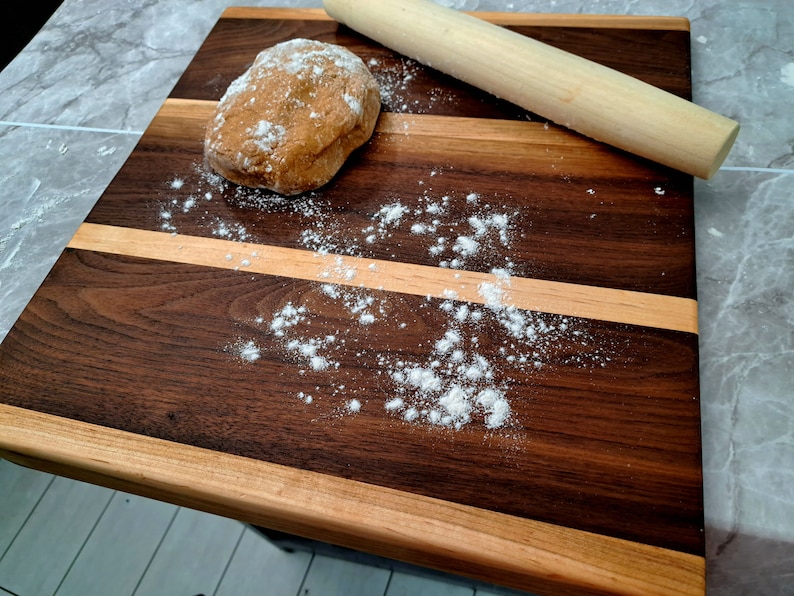 Walnut & Maple Dough Board/ Hardwood Cutting Board With Lip/kneading ...