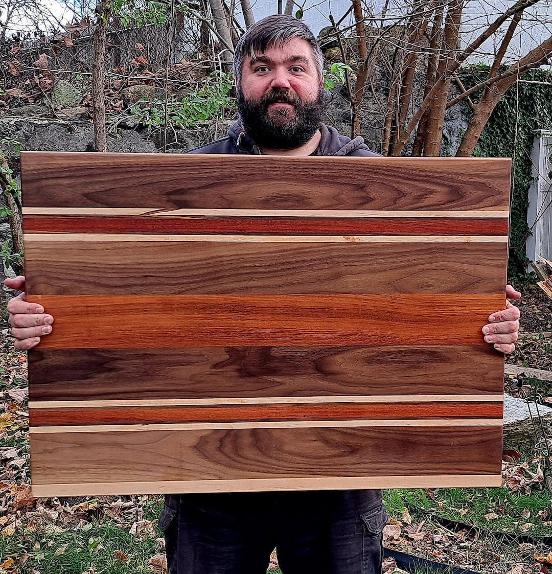 Maple Walnut & Jatoba Dough Board/hardwood Cutting Board With Lip ...