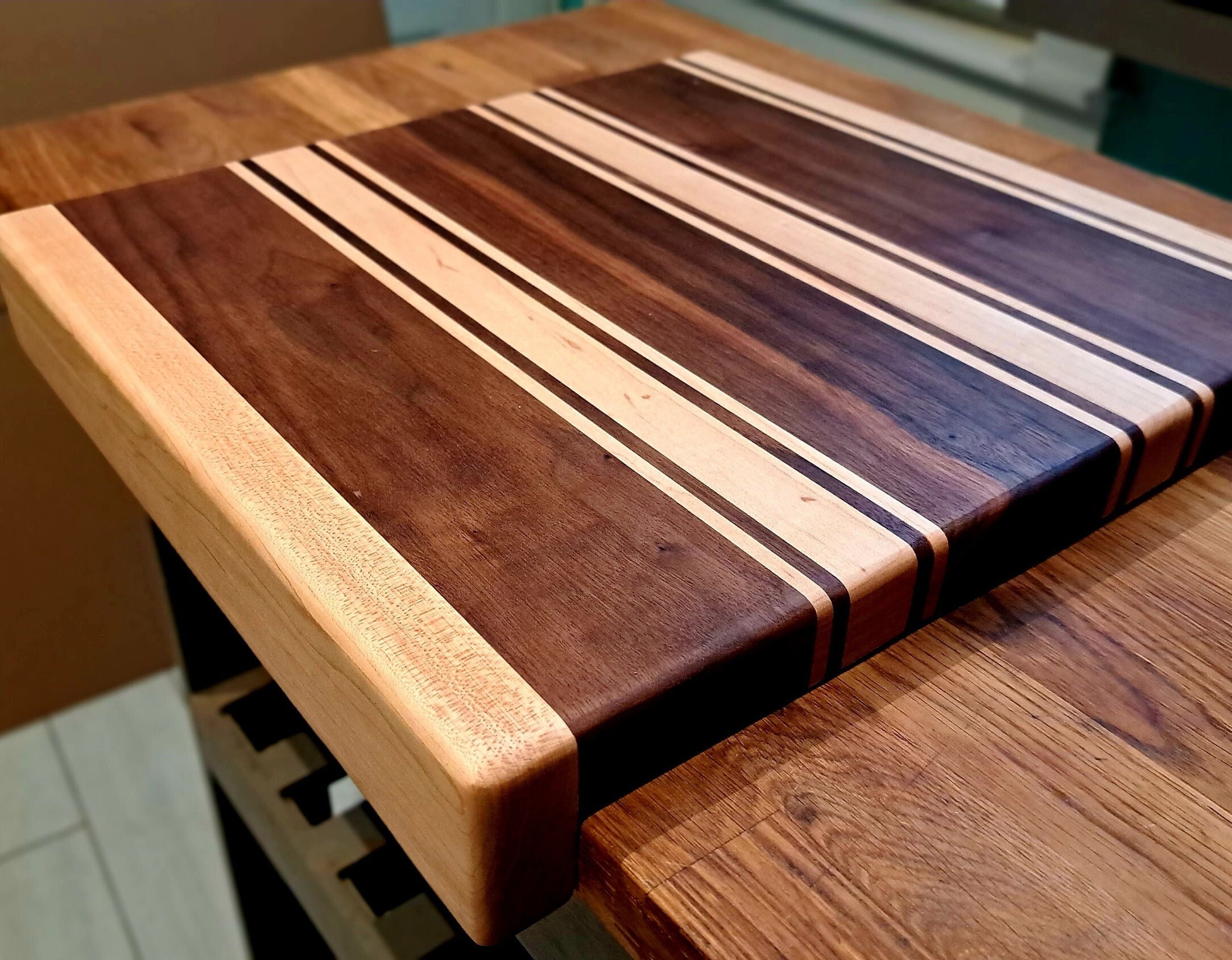 Maple & Walnut Dough Board/ Hardwood Cutting Board With Lip ...