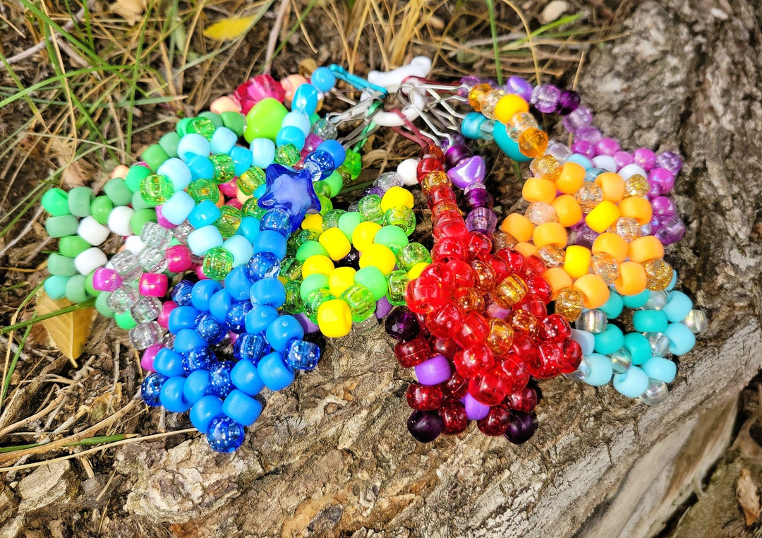 Stellar Kandi Star Keychain - Pony Beads *rave, Festival Accessory* - Etsy