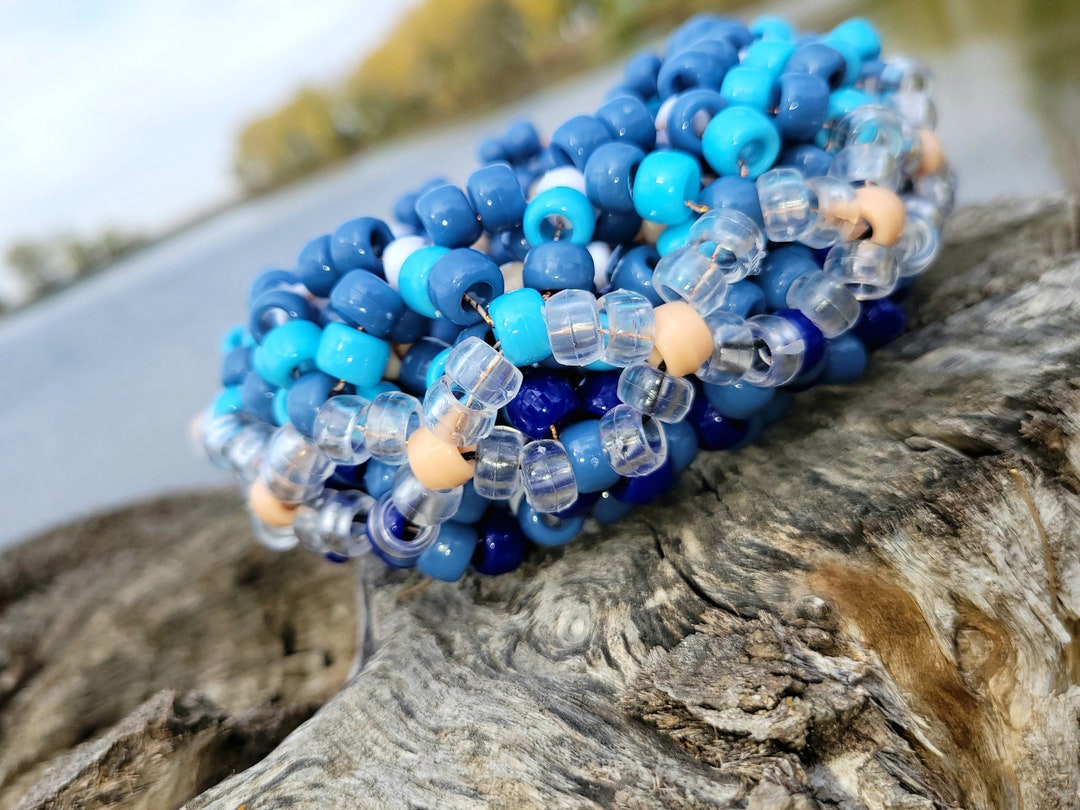 Earthy Blue Kandi Cuff pony Bead Cuff/friendship Cuff - Etsy