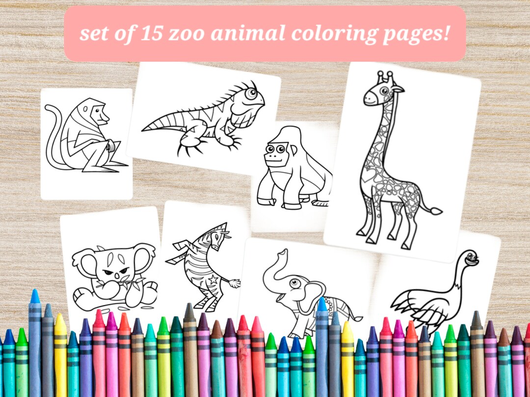 15 Zoo Animal Kids Colouring Page | Coloring Pages | Toddler Activity ...