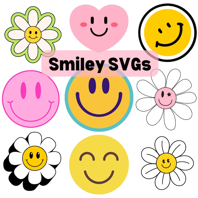 Smiley Face and Daisy SVG Cricut Design Space SVG Cut File Download ...