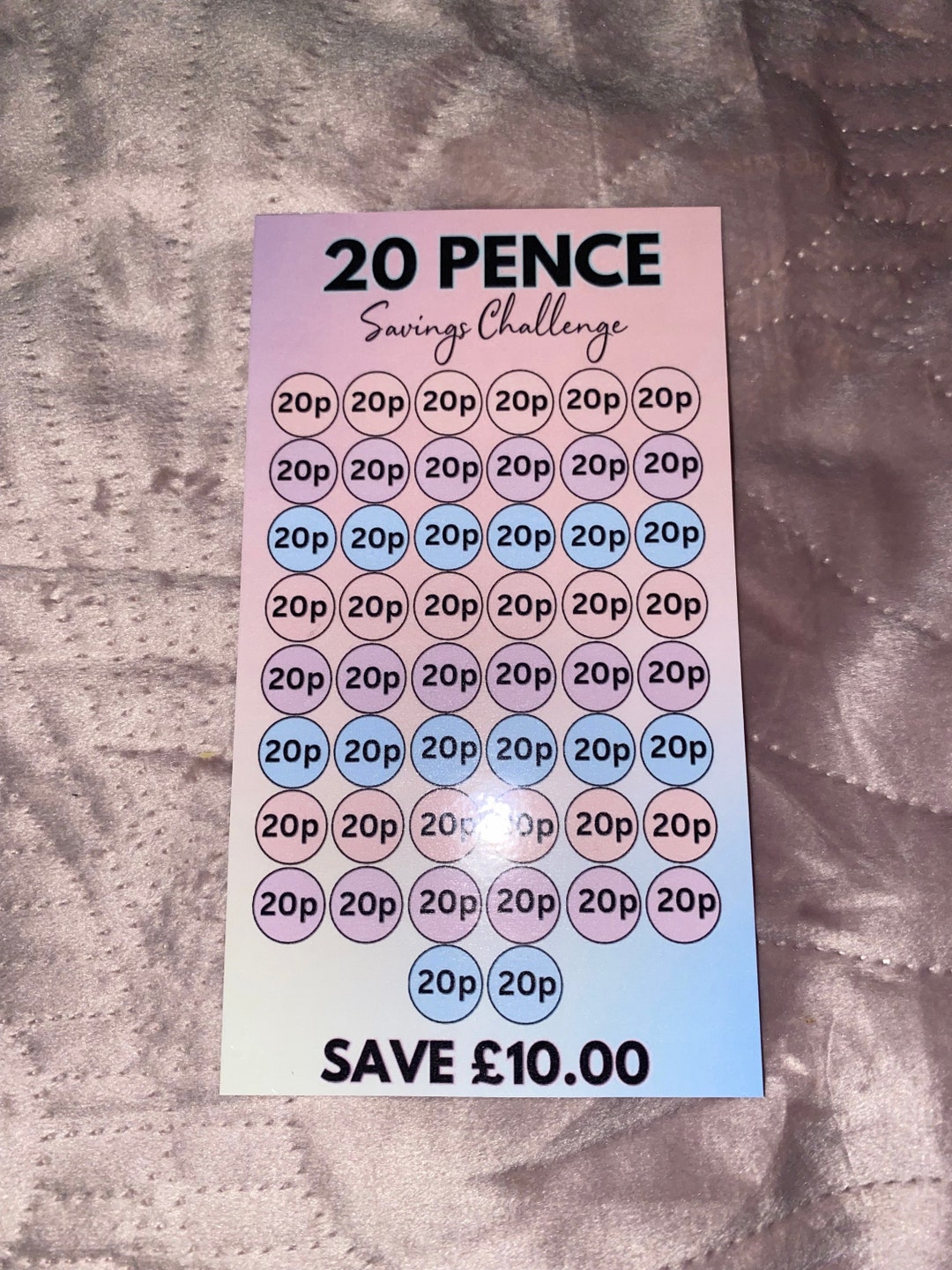 20p Savings Challenge , Save 10 A6 , Savings Tracker - Etsy