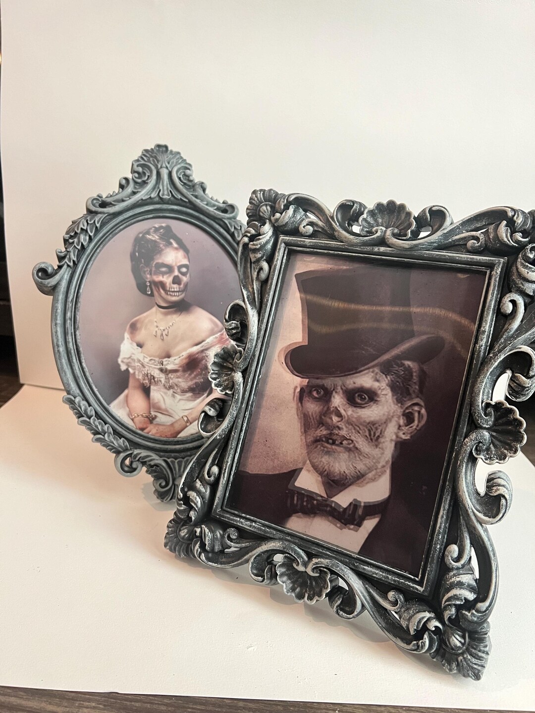 Set of 2 one Rectangle One Oval Hand Painted and Dusted Gothic Spooky ...