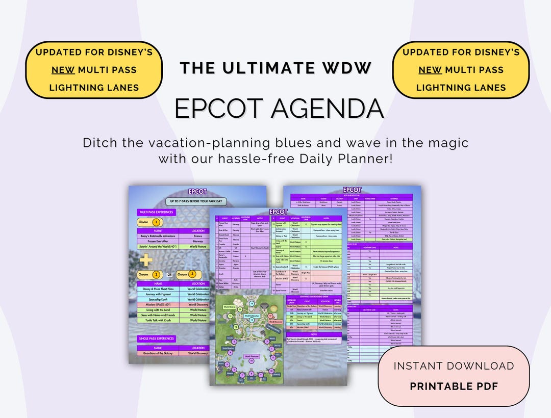 MULTI PASS Updated!! WDW Daily Agenda - Epcot (itinerary, Planner ...