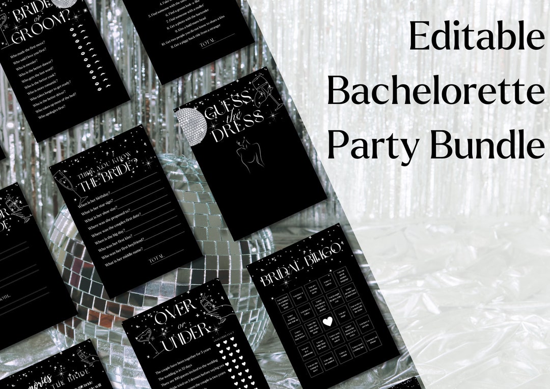 Glitz and Glam Bachelorette Hens Party Bundle, Printable, Editable ...