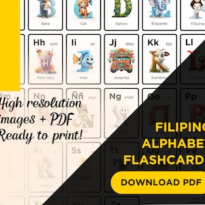 FILIPINO ALPHABET Flash Cards • Montessori Flash Cards • Pre-school ...