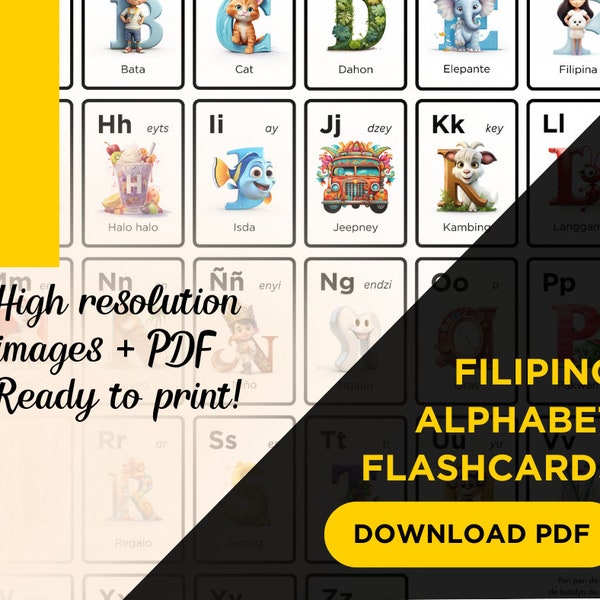 Filipino Alphabet Flash Cards - Etsy