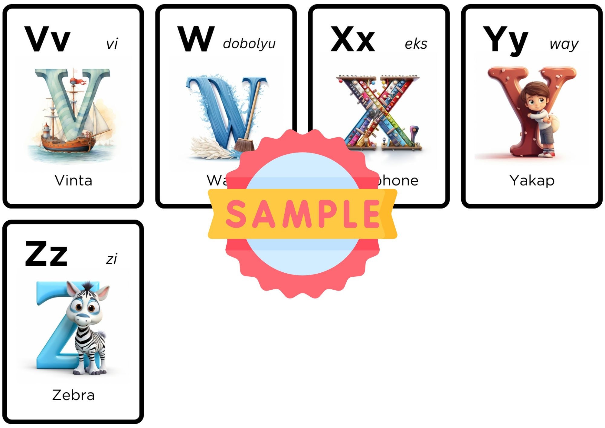 FILIPINO ALPHABET Flash Cards • Montessori Flash Cards • Pre-school ...