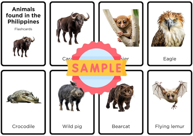 FILIPINO ANIMALS Flash Cards Montessori Flash Cards - Etsy