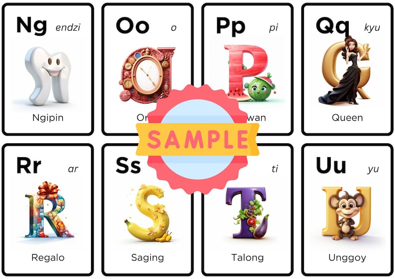 FILIPINO ALPHABET Flash Cards • Montessori Flash Cards • Pre-school ...