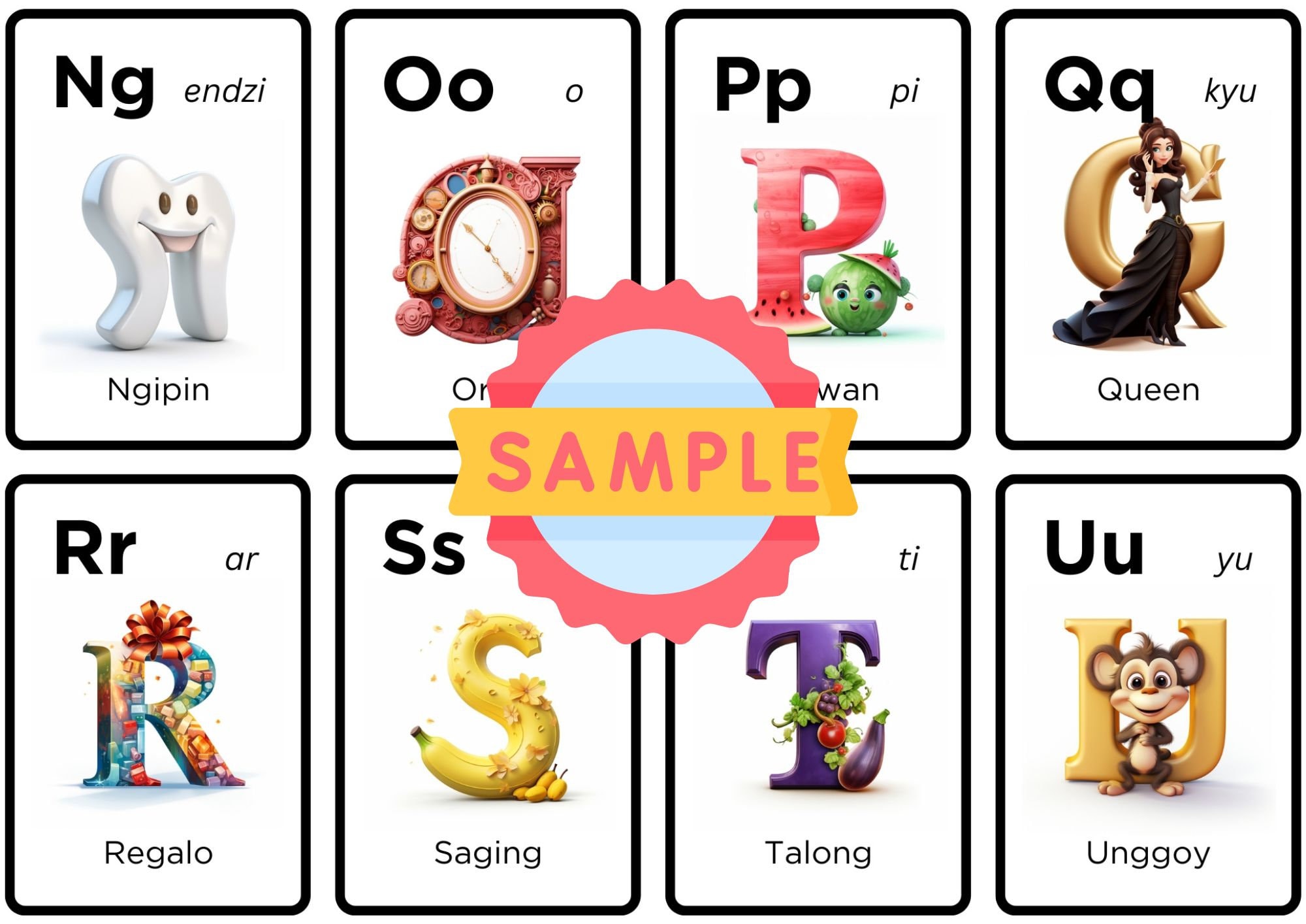 FILIPINO ALPHABET Flash Cards • Montessori Flash Cards • Pre-school ...