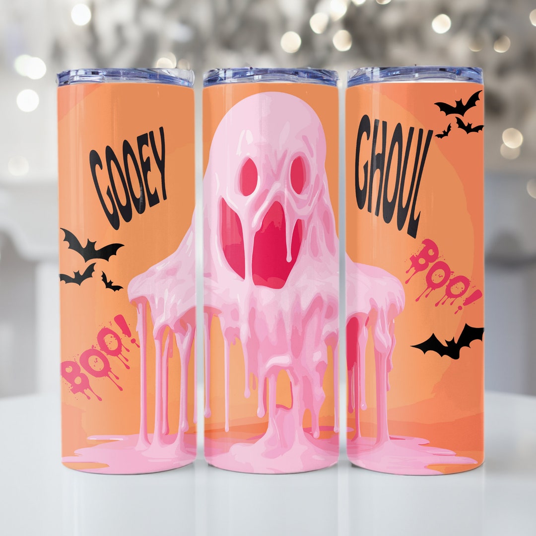 Spooky Halloween Pink Melting Ghost Tumbler Wrap Gooey Ghoul Digital ...