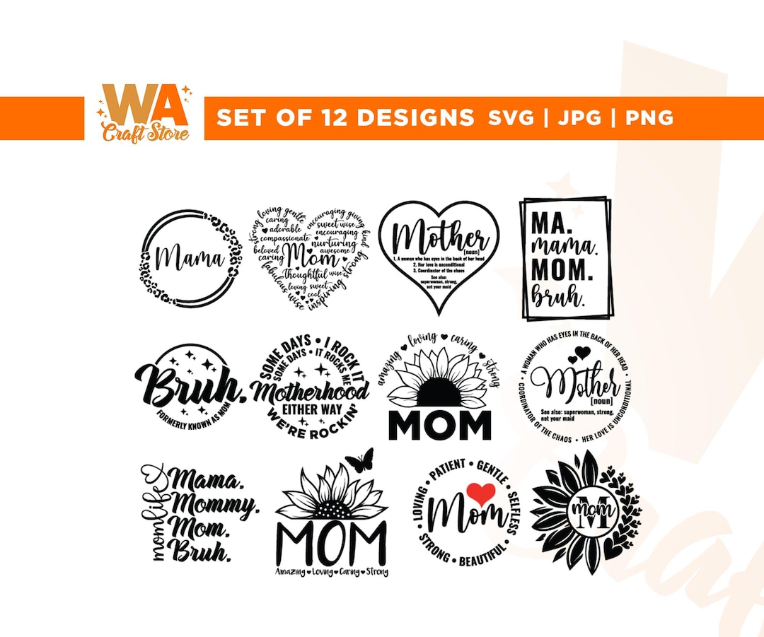 Cute Mom Svg Bundle, Blessed Mama Svg, Cricut, Sublimation, Mom Life ...