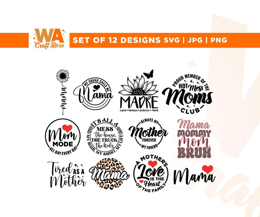 Cute Mom Svg Bundle, Blessed Mom Svg, Cricut, Sublimation, Mom Life Svg ...