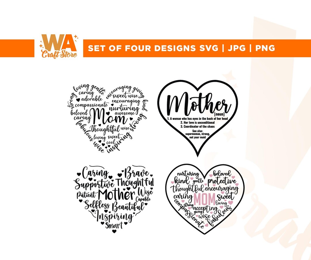 Heart Shape Mom Svg Bundle, Mama Svg, Cricut, Sublimation, Heart Shape ...