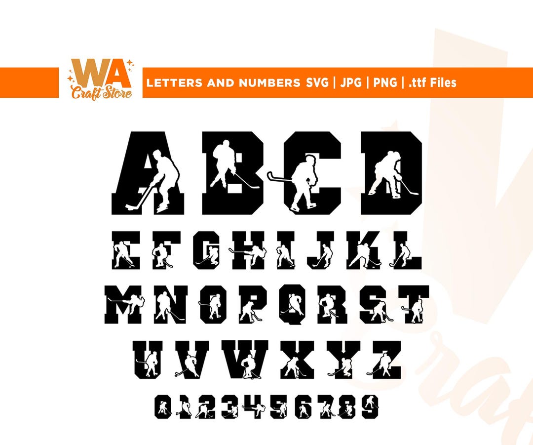 Hockey Svg, Hockey Font, Sports Svg, Hockey Letters, Sports Font Svg ...