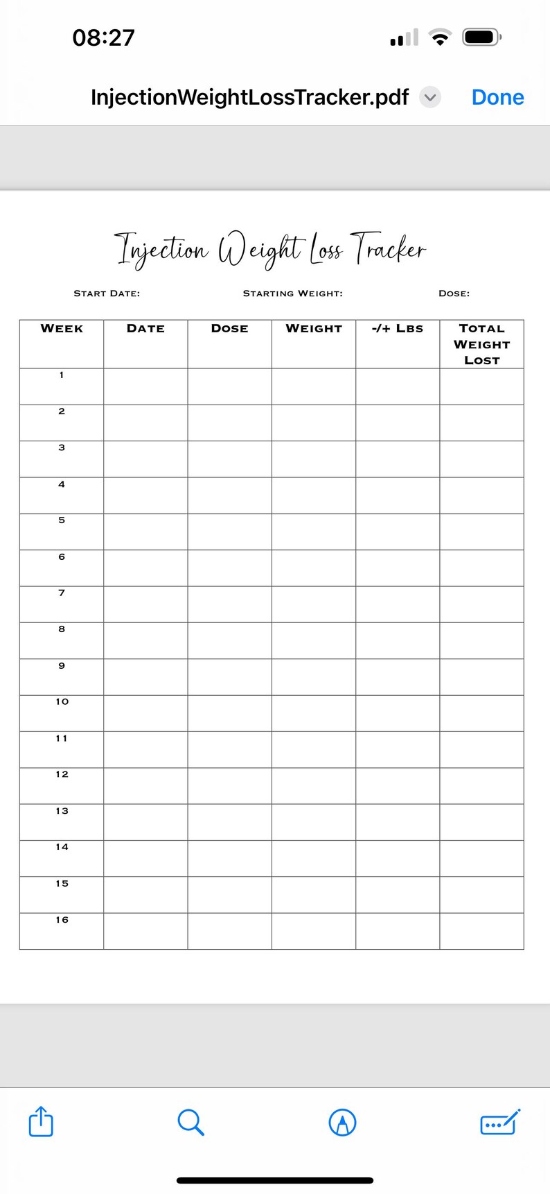 Injection Weight Loss Tracker - Etsy