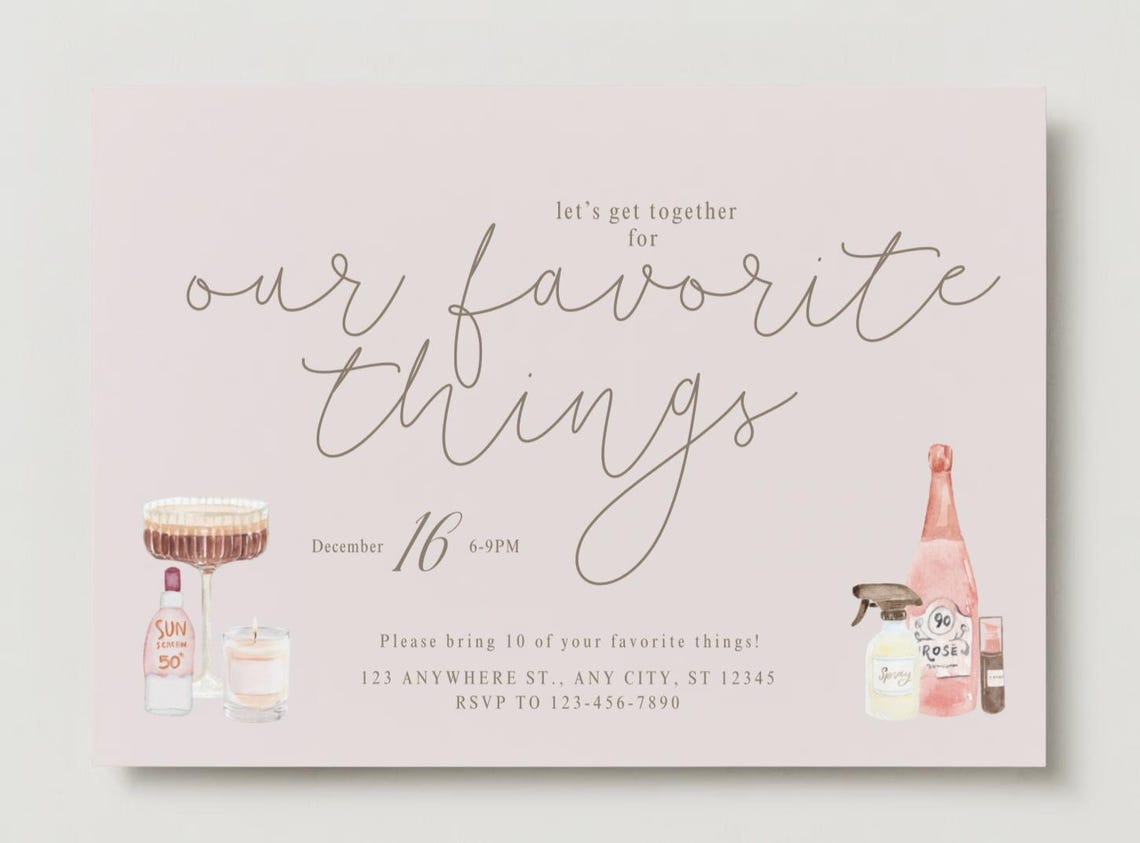 My Favorite Things Party Digital Invitation, Instant Download, Editable ...