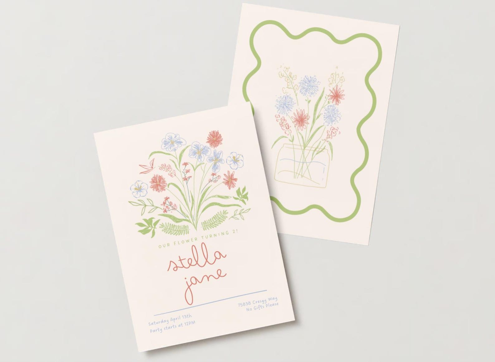 Flower Themed Modern Party Invitation, Flower Themed Birthday, Floral ...