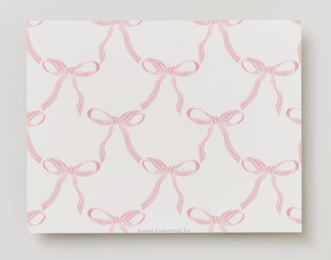 Monogrammed Girls Stationery, Bow Stationary, Pink Bow Notecards ...