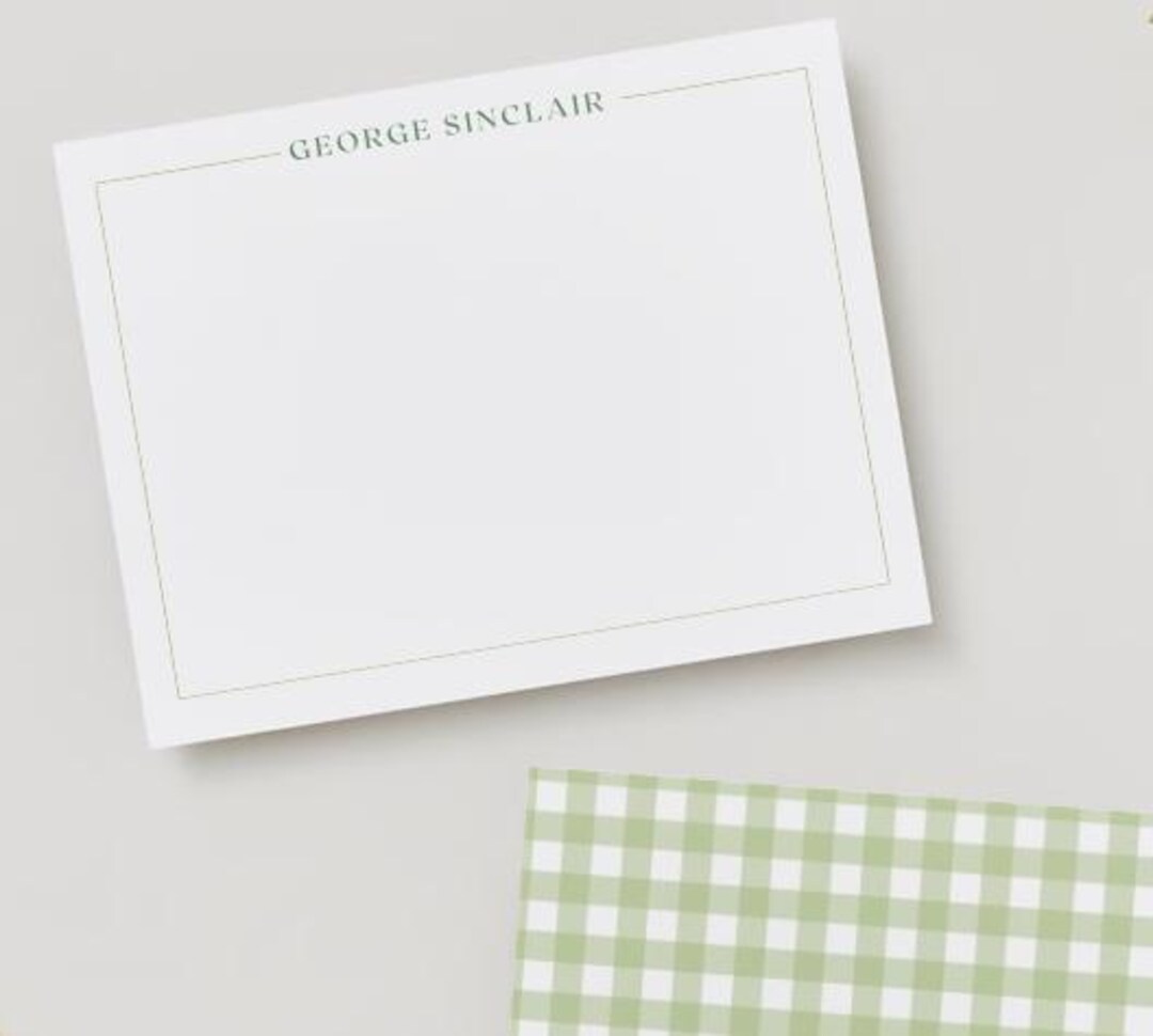 Personalized Boy Digital Download Stationery Notecards, Preppy Gingham ...