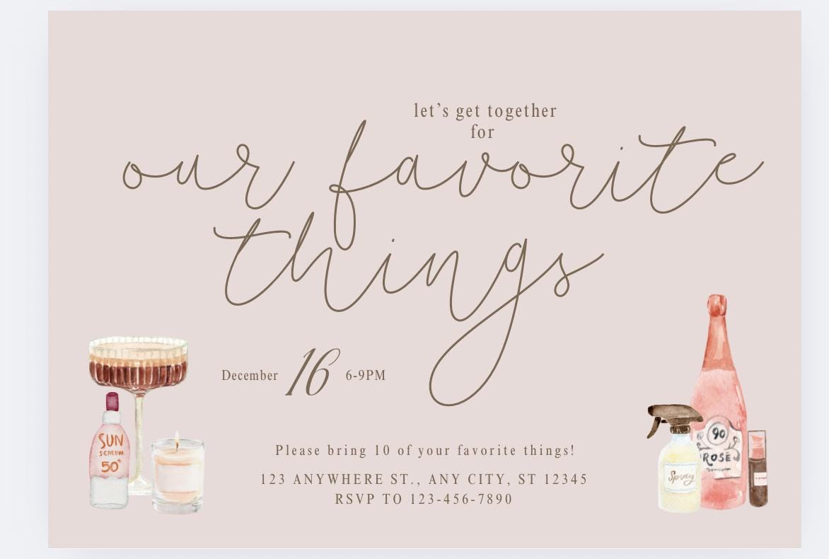 My Favorite Things Party Digital Invitation, Instant Download, Editable ...