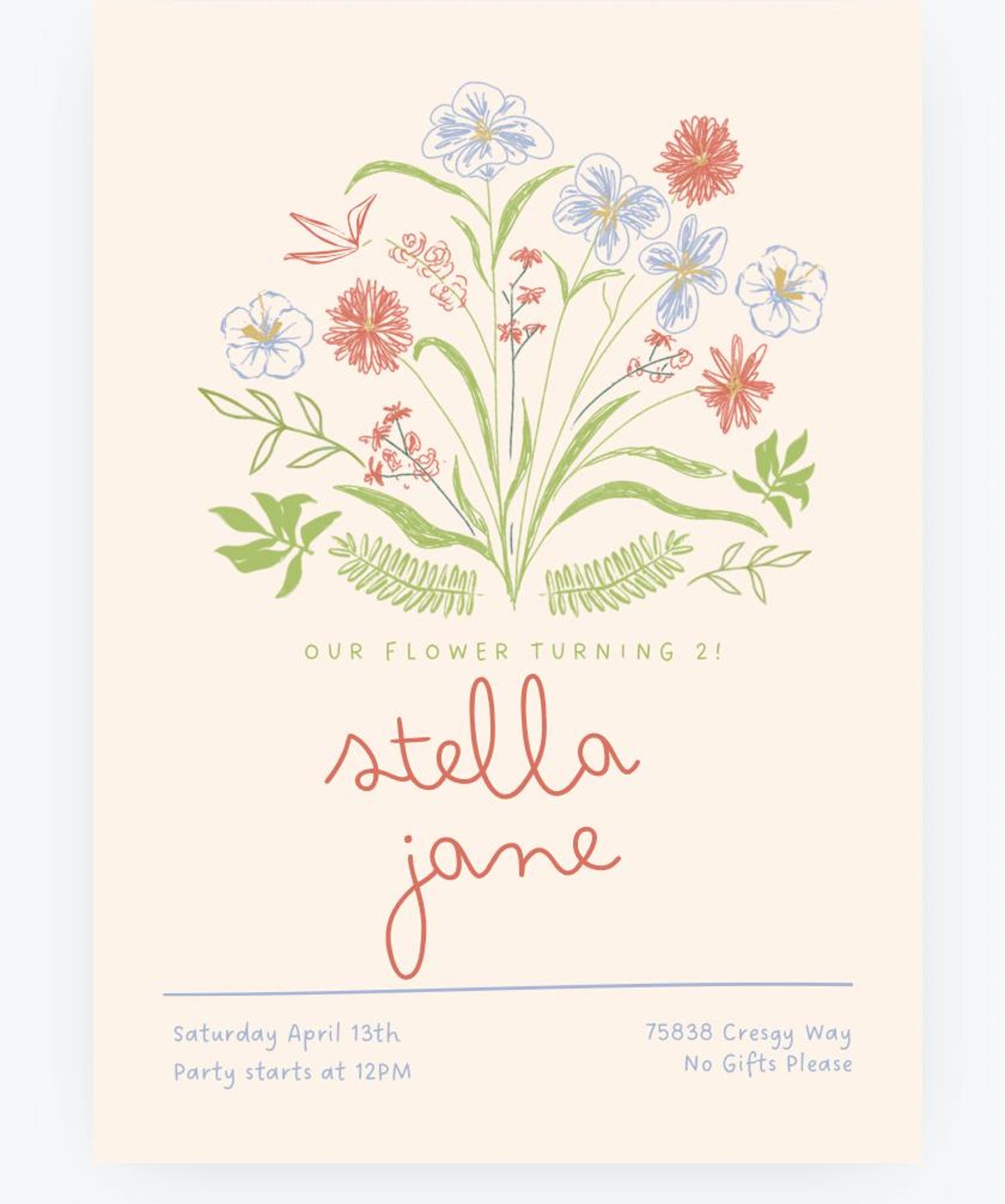 Flower Themed Modern Party Invitation, Flower Themed Birthday, Floral ...