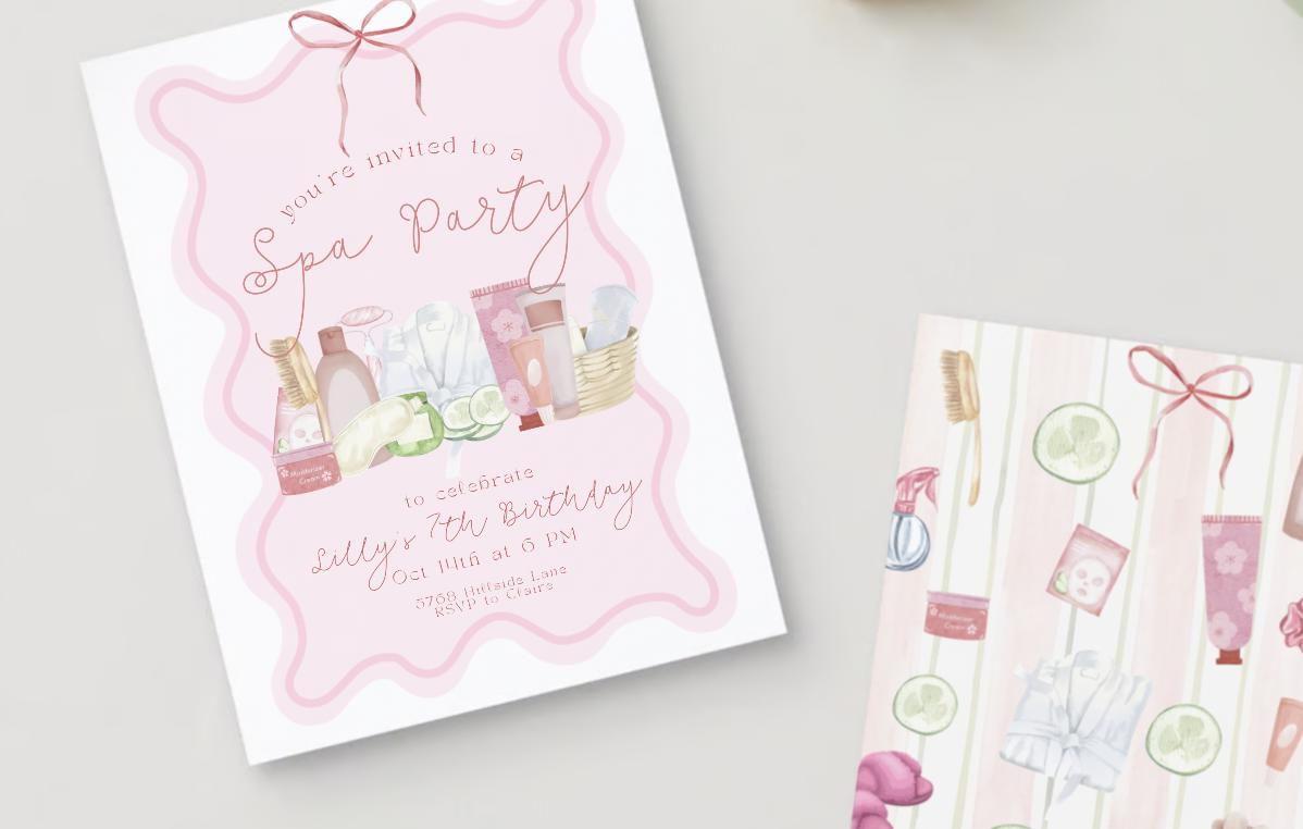 Spa Birthday Digital Invitation, Instant Download, Canva, Personalized ...
