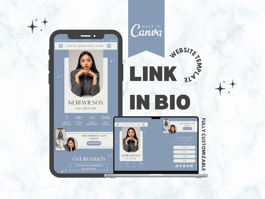 Link in Bio Canva Editable Template, Instagram Link Landing Page ...