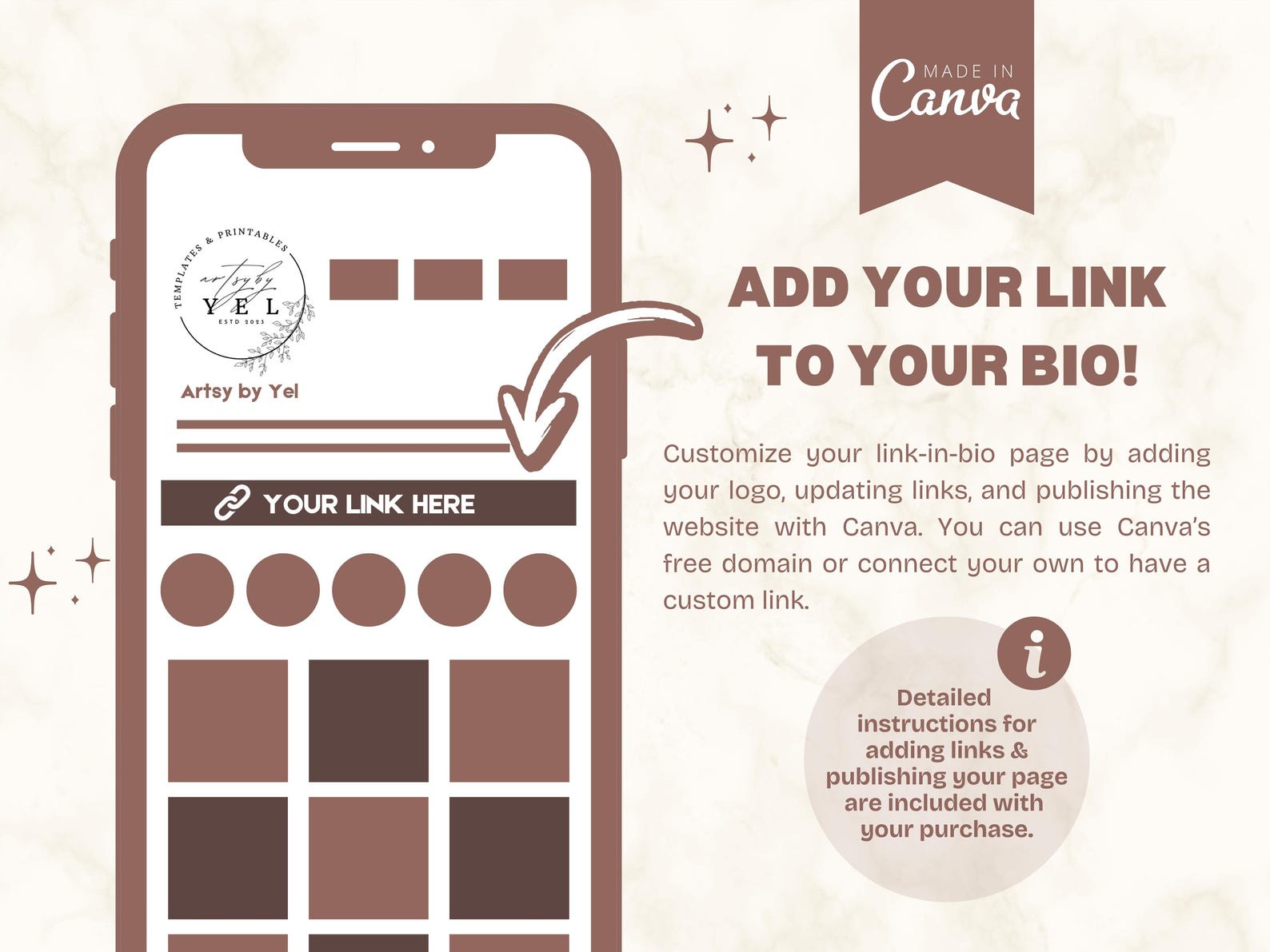 Link in Bio Canva Editable Template, Instagram Link Landing Page ...