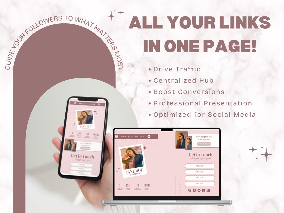 Link in Bio Canva Editable Template, Instagram Link Landing Page ...