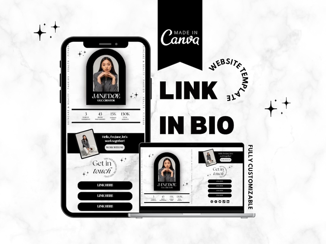 Link in Bio Canva Editable Template, Instagram Link Landing Page ...