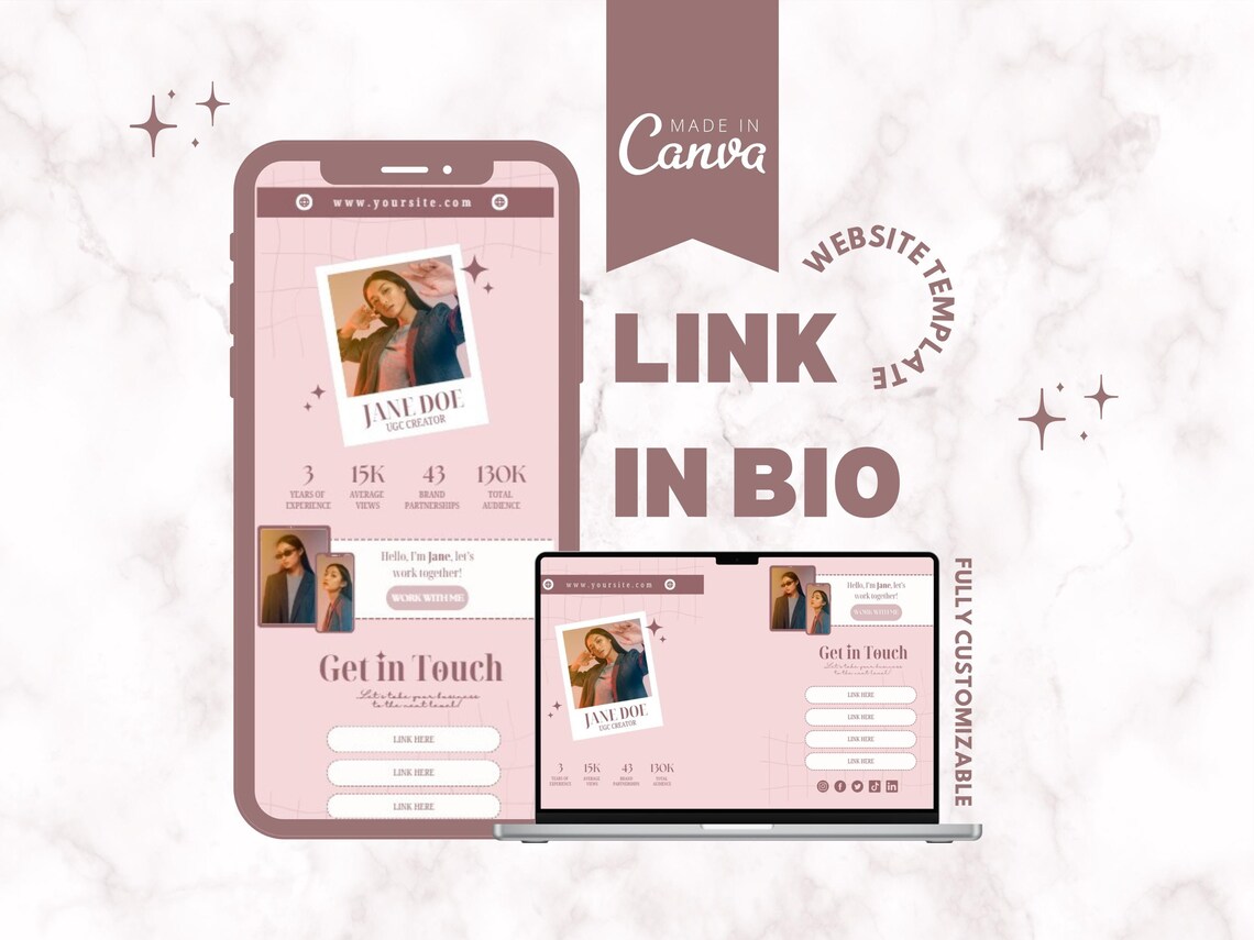 Link in Bio Canva Editable Template, Instagram Link Landing Page ...