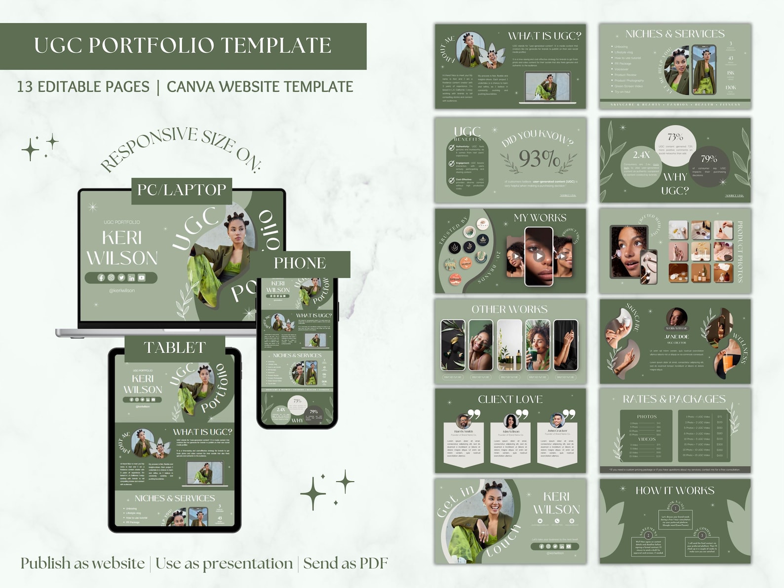 UGC Portfolio Template Canva, UGC Website Template, UGC Portfolio for ...