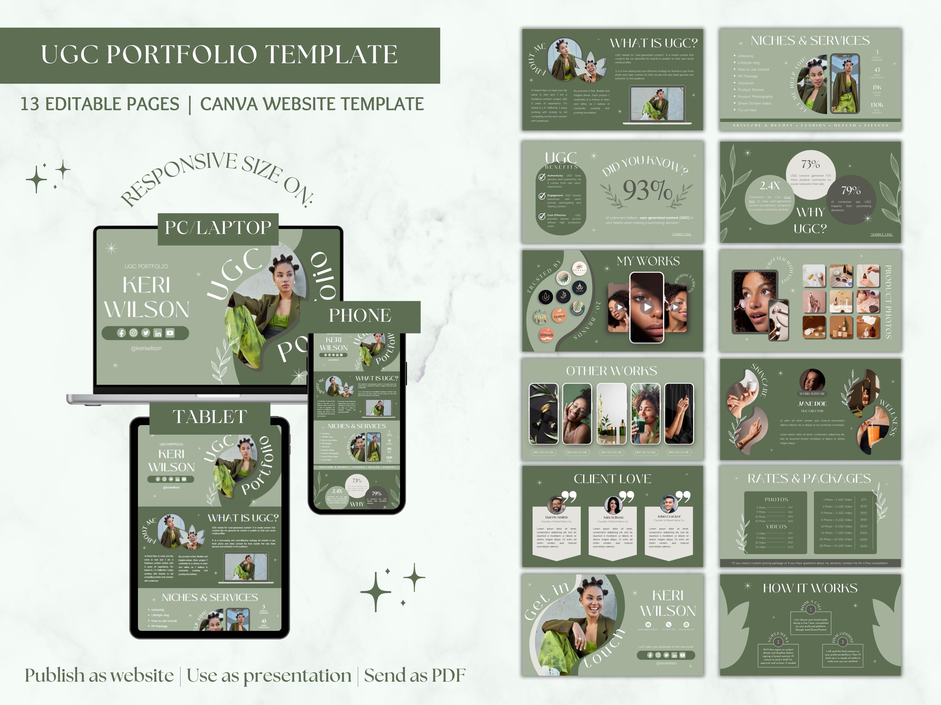 UGC Portfolio Template Canva, UGC Website Template, UGC Portfolio for ...