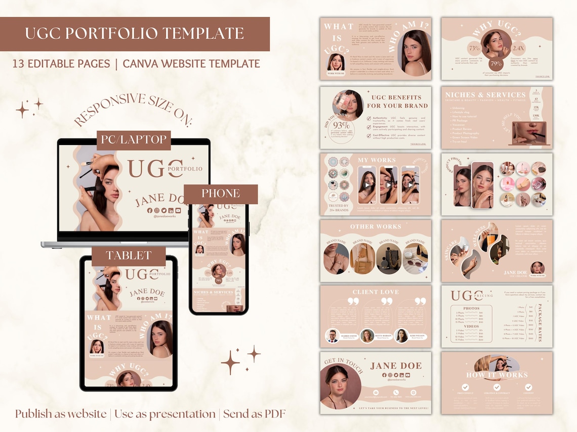 UGC Portfolio Template Canva, UGC Website Template, UGC Portfolio for ...