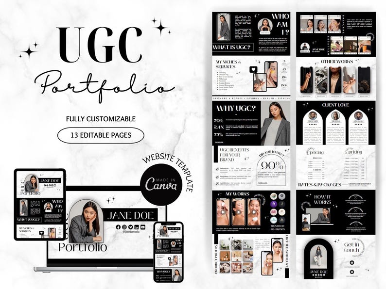 UGC Portfolio Template Canva, UGC Website Template, UGC Media Kit ...