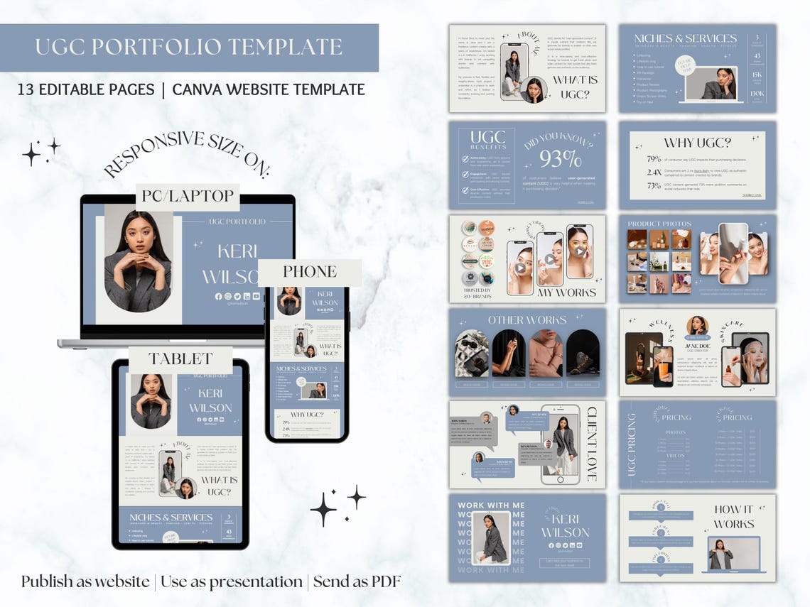 UGC Portfolio Template Canva, UGC Website Template, UGC Portfolio for ...