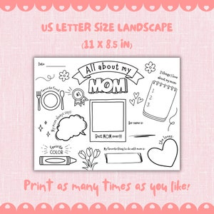 Mother's Day Printable, All About My Mom, Mothers Day Gift, Card for ...