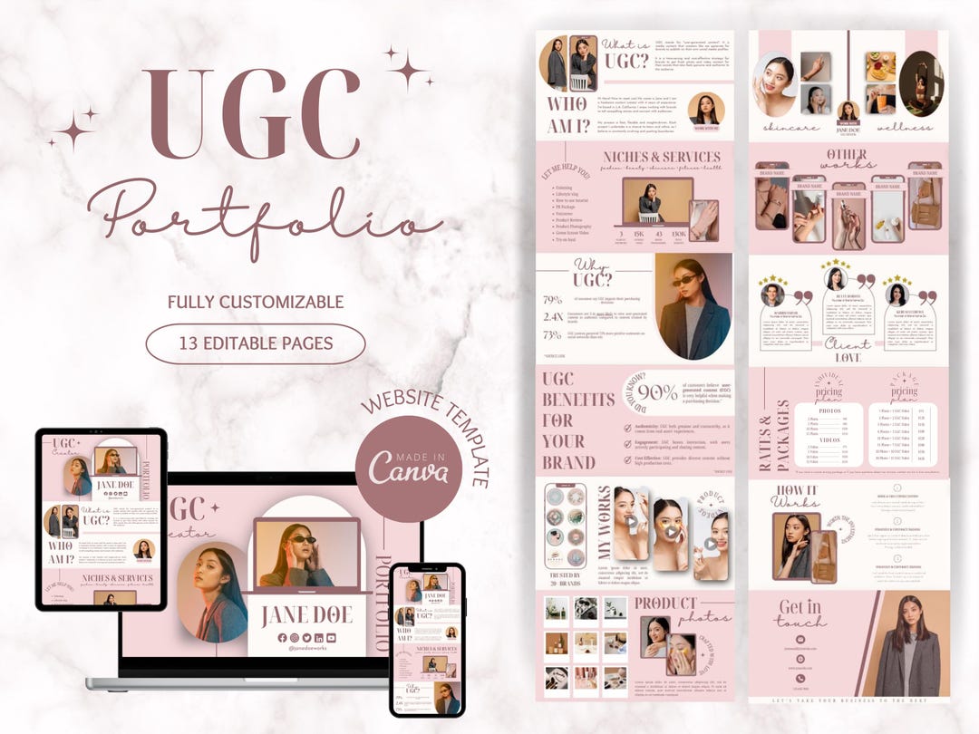 UGC Portfolio Template Canva, UGC Website Template, UGC Media Kit ...