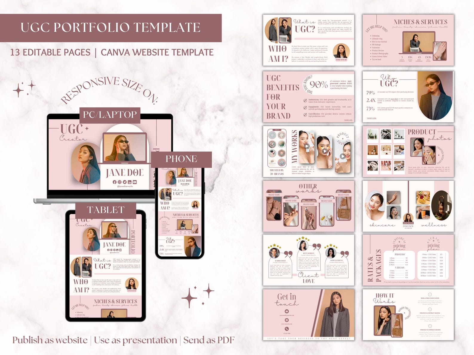 UGC Portfolio Template Canva, UGC Website Template, UGC Media Kit ...
