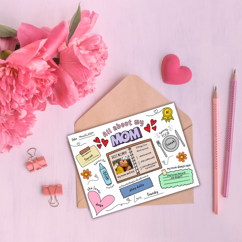 Mother's Day Printable, All About My Mom, Mothers Day Gift, Card for ...