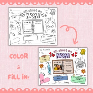 Mother's Day Printable, All About My Mom, Mothers Day Gift, Card for ...